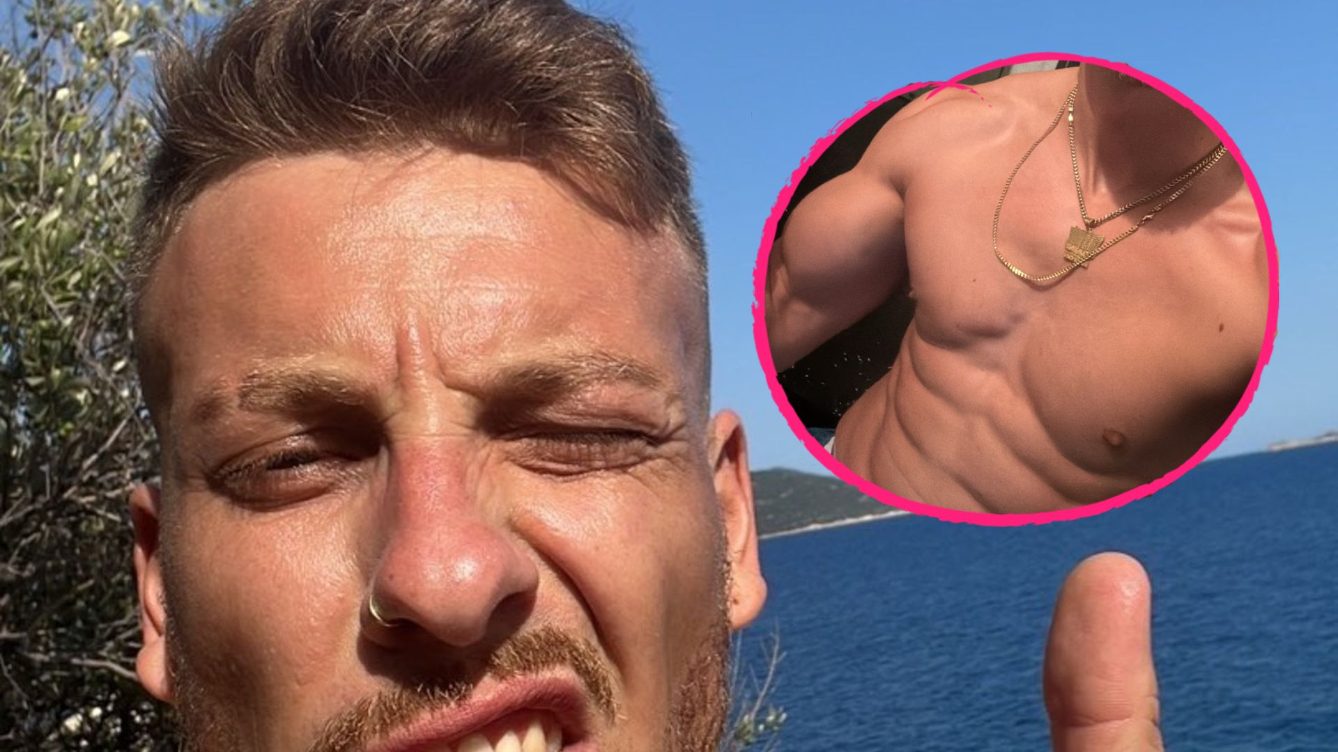 Comedian Felix Lobrecht präsentiert stolz sein Sixpack